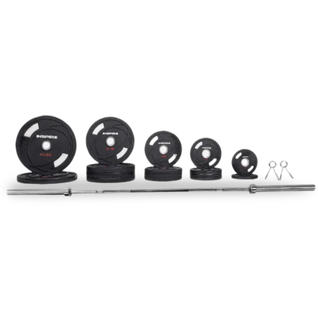 300 lb Urethane Olympic Weight Set with Chrome Bar | Inspire Fitness